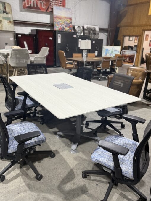7" X 4" White Table W/Power By Steelcase | Office Barn